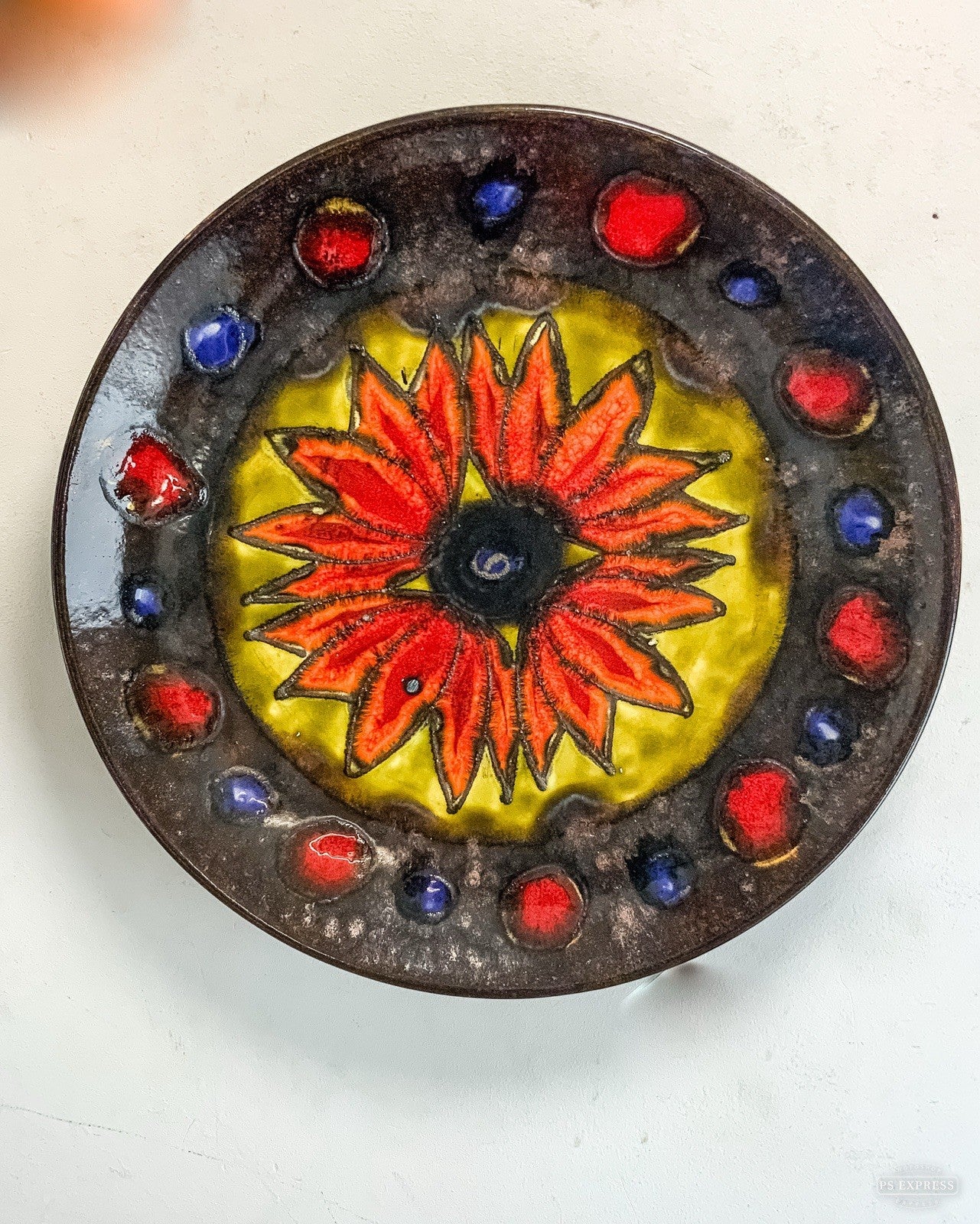 Ruscha Fat Lava 70s German Pottery Flower Wall Plaque Plate 37cm – SO Retro
